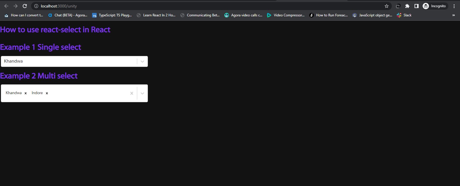 How to use react-select in ReactJS - webdeveloperindia.in | Web Developer India Tutorials ...
