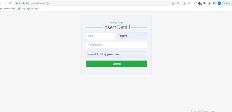 PHP : CRUD operation using PHP and MySQLi - webdeveloperindia.in | Web ...