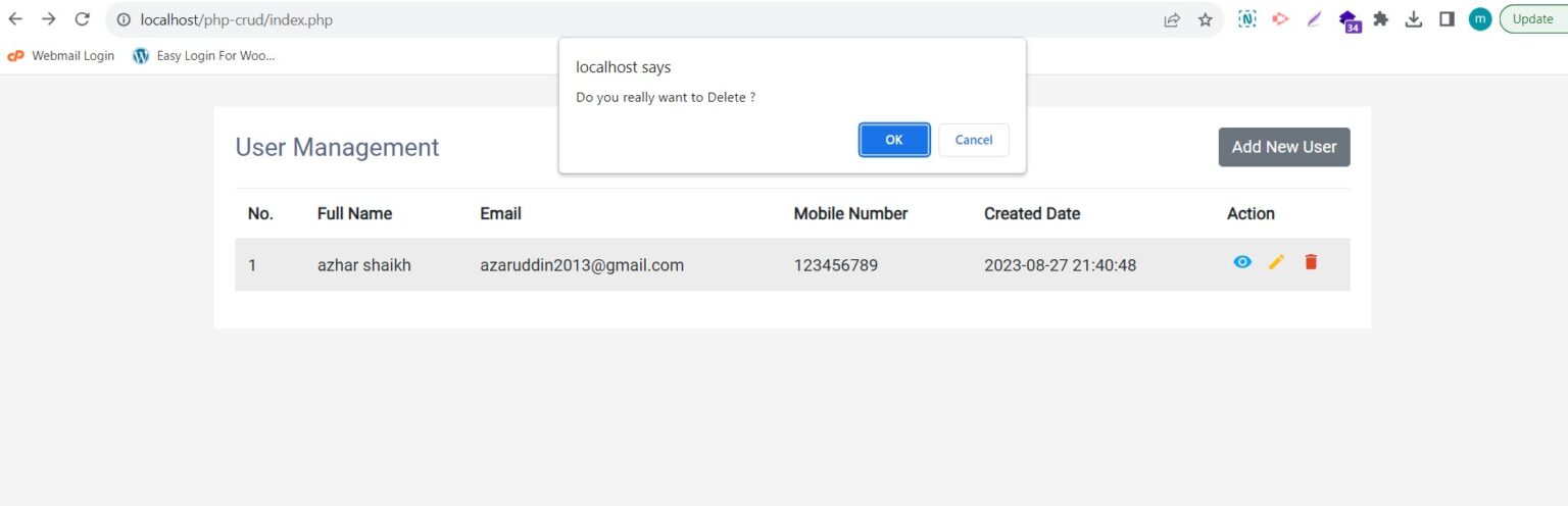 PHP : CRUD operation using PHP and MySQLi - webdeveloperindia.in | Web ...