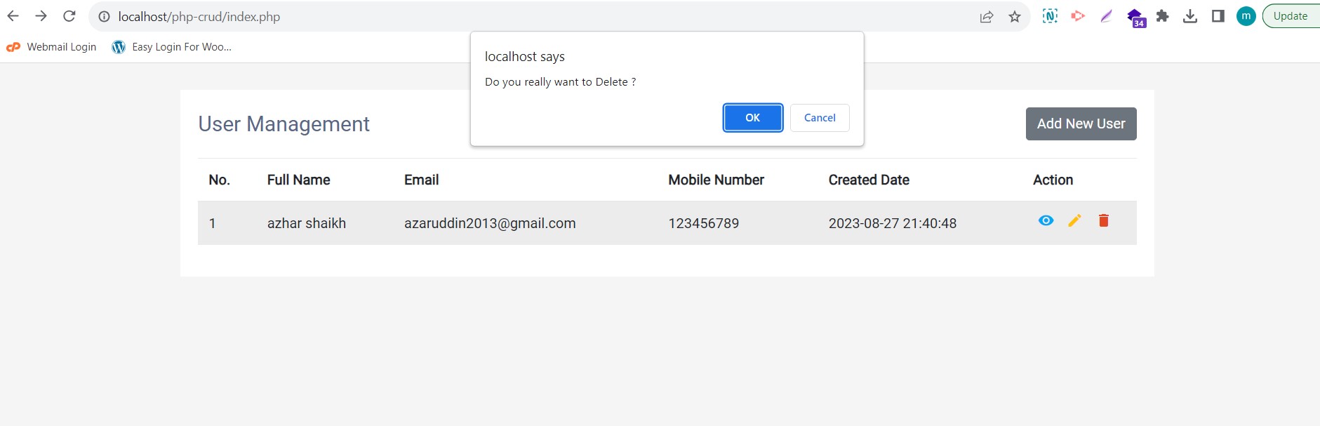 PHP : CRUD operation using PHP and MySQLi - webdeveloperindia.in | Web Developer India Tutorials ...